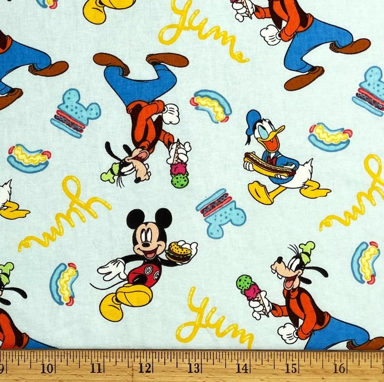1 Fat Quarter - Disney Mickey Mouse Diner Goofy & Donald Duck on Blue ...