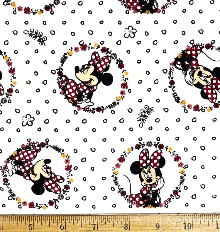 1 Fat Quarter - Disney Minnie Mouse Polka Dots on White Cotton Fabric ...
