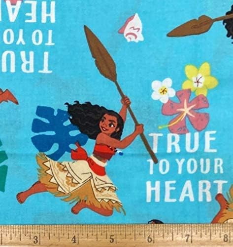 1 Fat Quarter - Disney Princess Moana True to Your Heart Blue Cotton ...