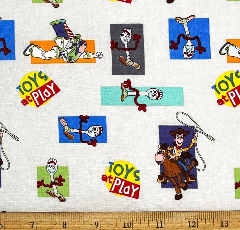 1 Fat Quarter - Disney Toy Story Woody Buzz Lightyear & Forky on Gray ...