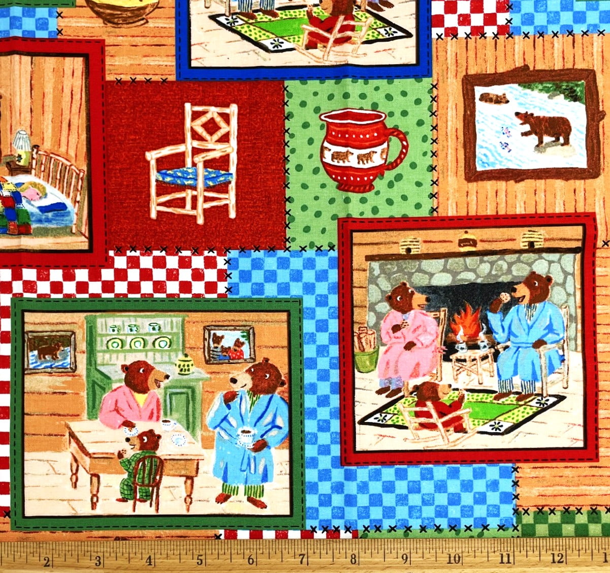 1 Fat Quarter - Goldilocks & the Three Bears Storybook Cotton Fabric ...