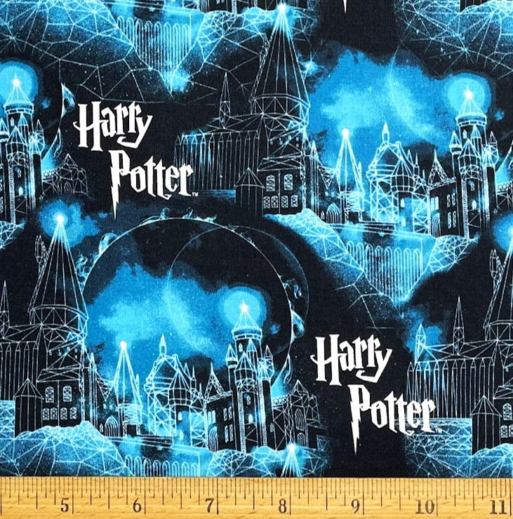 1 Fat Quarter - Harry Potter Hogwarts School on Blue Cotton Fabric - 18 ...