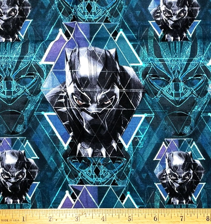 1 Fat Quarter - Marvel Black Panther Super Hero on Teal Green Cotton ...