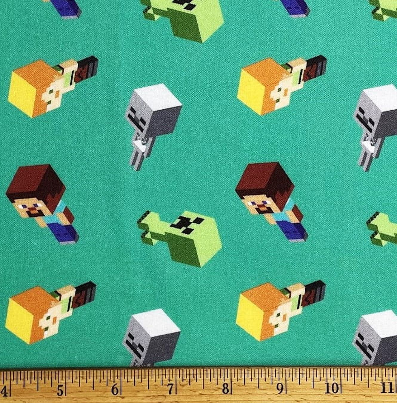1 Fat Quarter - Minecraft Video Game Alex Steve Creepers & Skeletons on ...