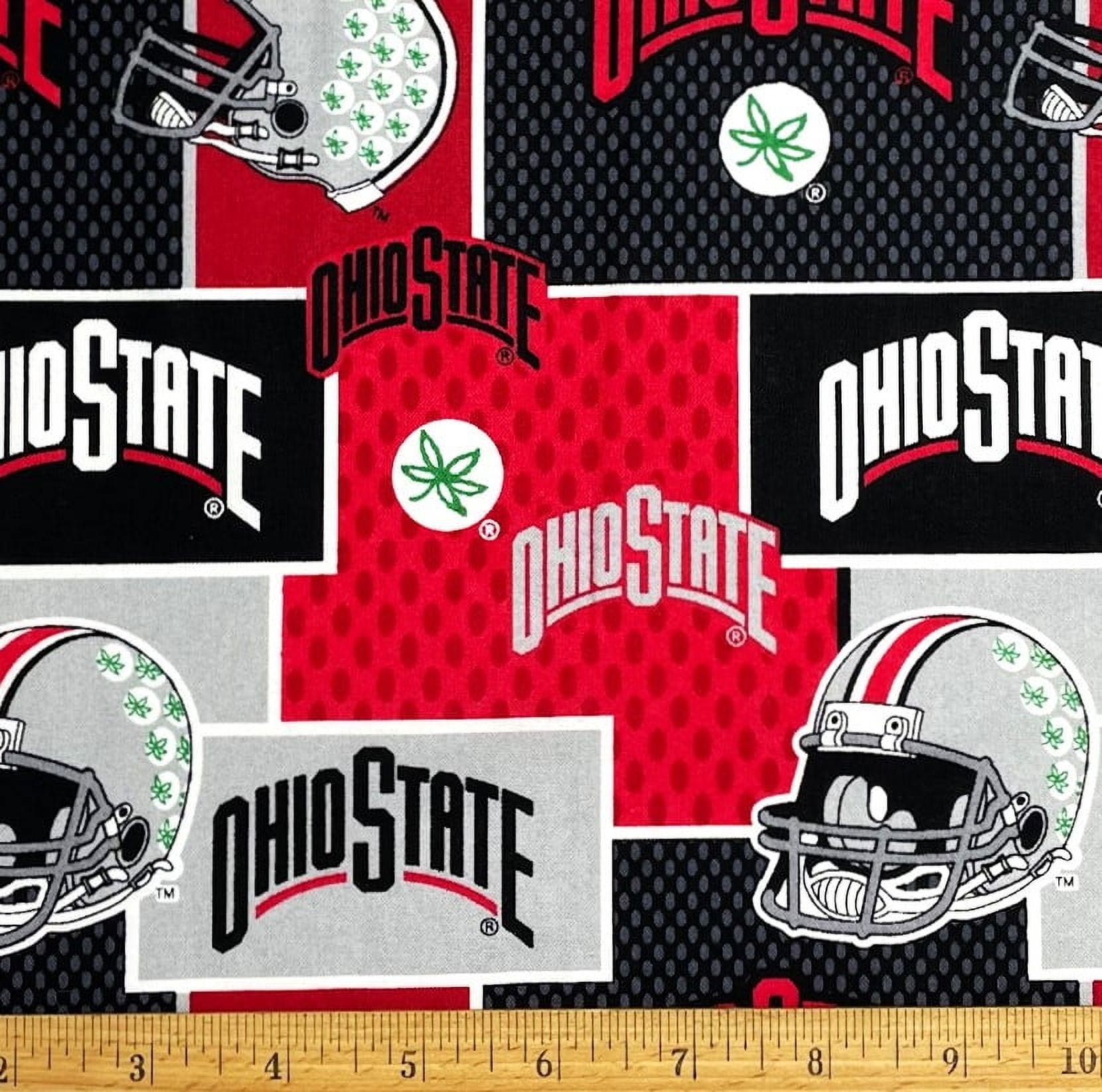 1 Fat Quarter - OSU Ohio Buckeyes Football Block Cotton Fabric - 18" X ...