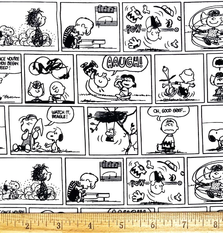 1 Fat Quarter - Peanuts Snoopy Charlie Brown & Friends Comic Stripe ...