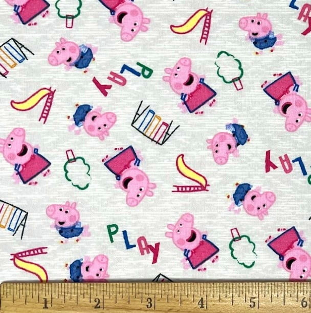1 Fat Quarter - Peppa Pig & Little Brother George Play on Gray Cotton ...