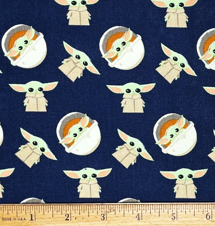 1 Fat Quarter - Star Wars Baby Yoda on Dark Blue Cotton Fabric - 21" X 18" - Walmart.com