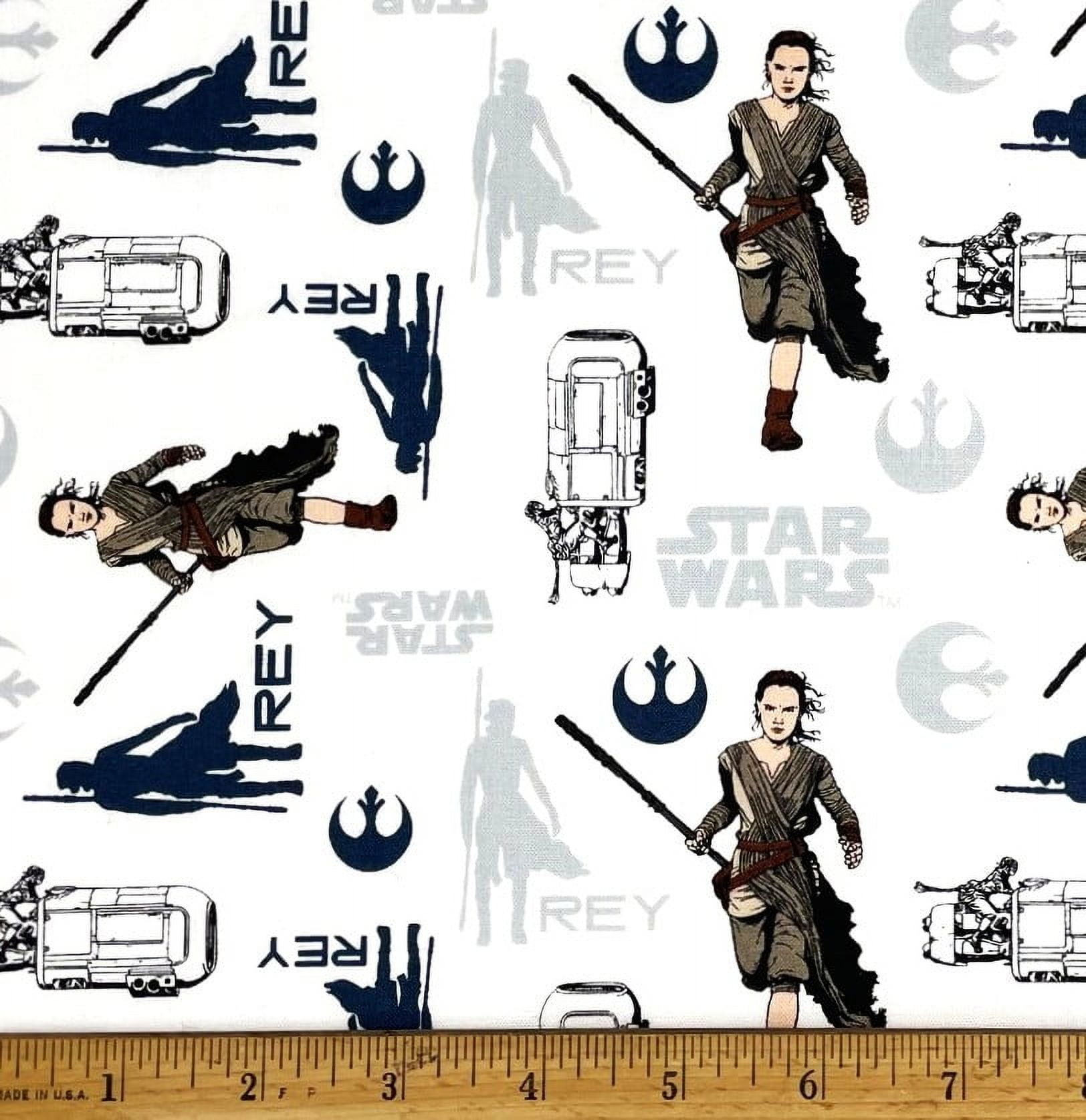 1 Fat Quarter - Star Wars Force Awakens Rey on White Cotton Fabric - 18 ...
