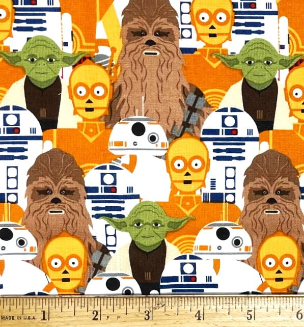 1 Fat Quarter - Star Wars Yoda C3PO R2D2 & Wookiee Cotton Fabric - 21" X 18" - Walmart.com