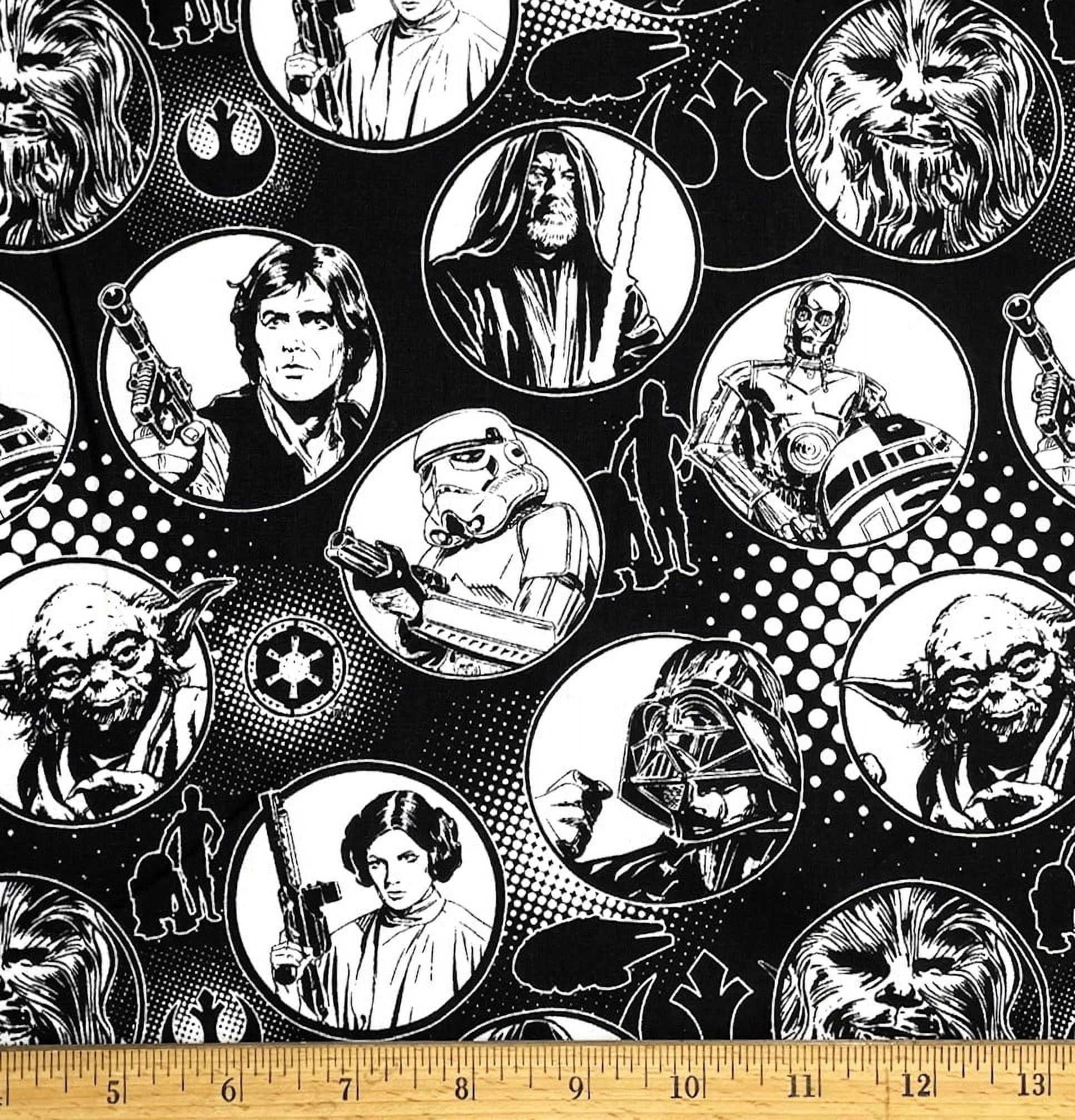 1 Fat Quarter - Stars Wars Heros & Villians Circles Black & White ...