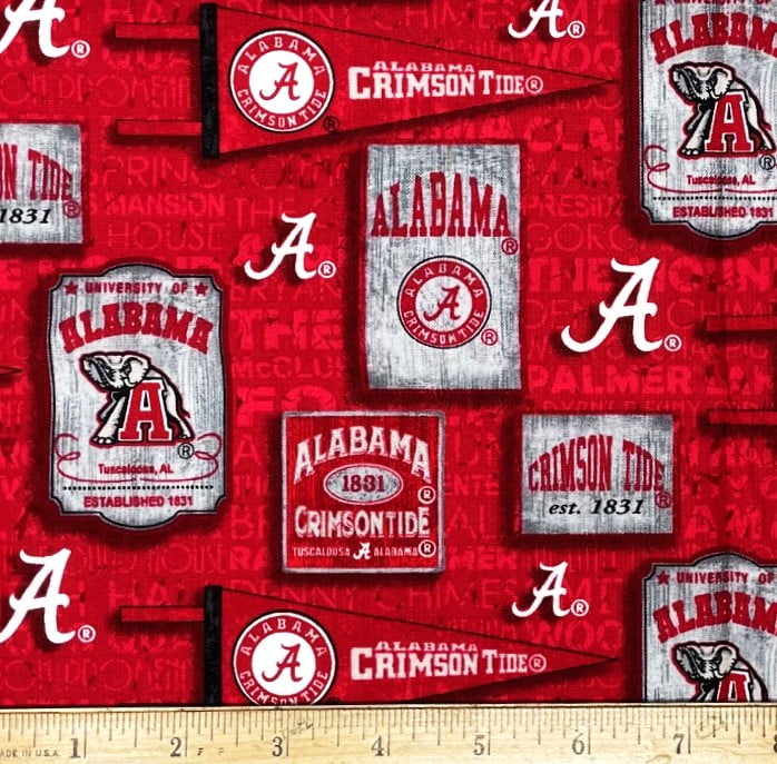 1 Fat Quarter - University of Alabama Red Crimson Tide Cotton Fabric ...