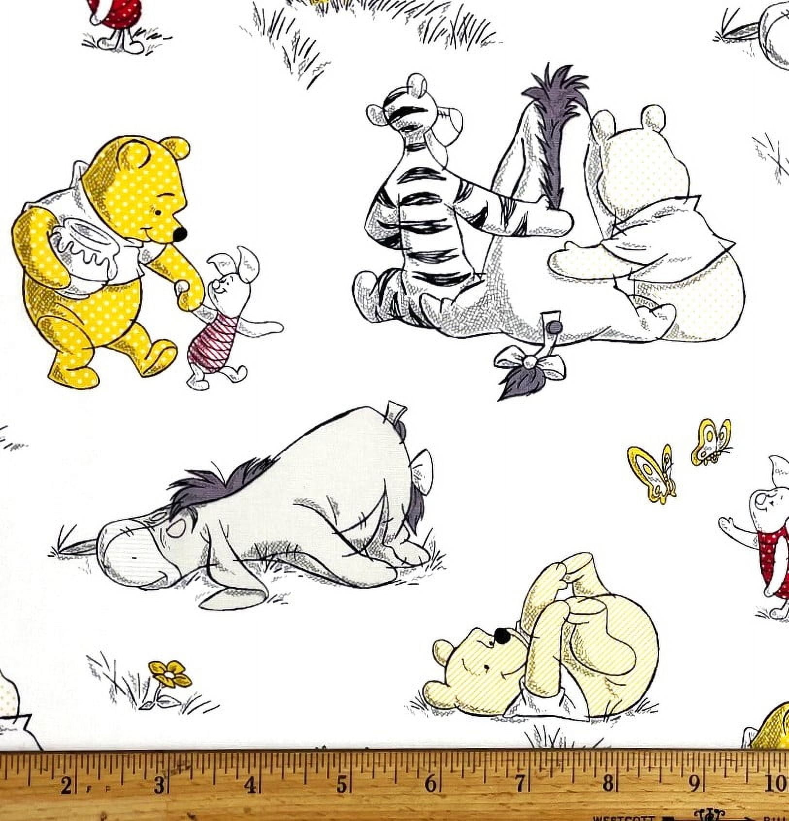 1 Fat Quarter - Winnie the Pooh Piglet Eeyore & Tigger on White Cotton ...