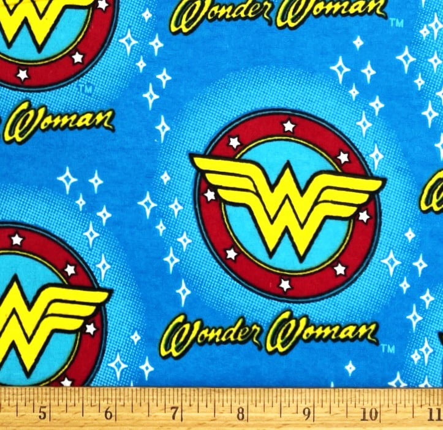 1 Fat Quarter - Wonder Woman on Blue Flannel Fabric - 18" X 21 ...