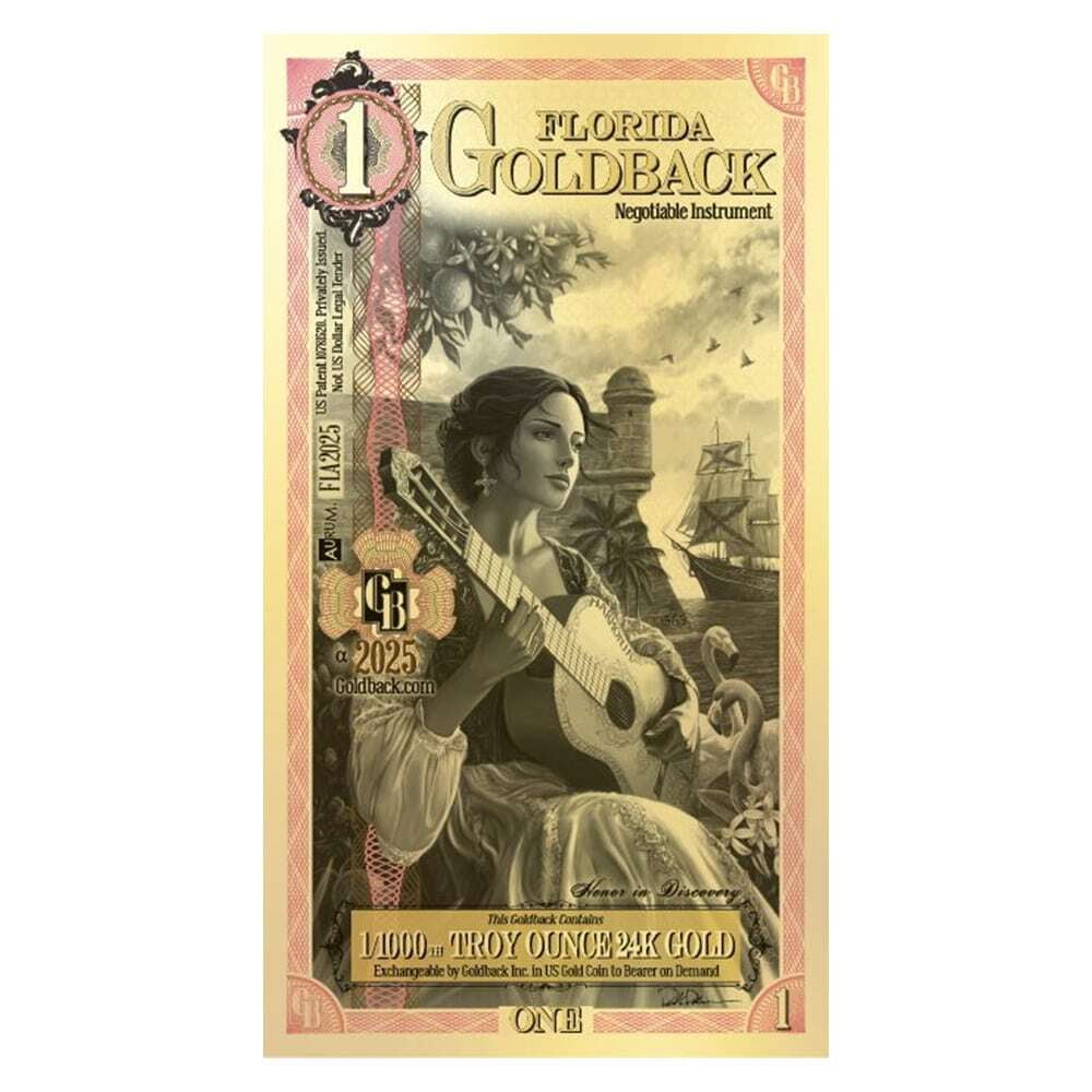 1 Florida Goldback 1/1000 oz 24K Gold Foil Aurum Note - Walmart.com