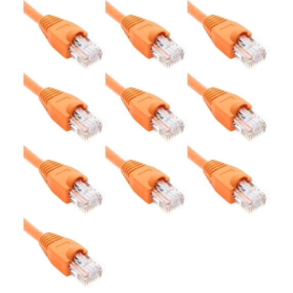 1 Foot Cat6 Ethernet Network Patch Cables Orange RJ45 m/m (10 Pack ...