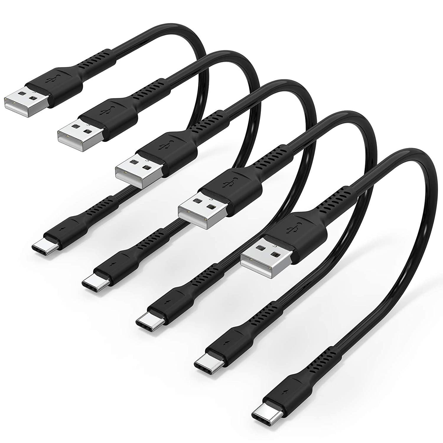 1 Foot Short USB C Cord Fast Charge 5 Pack Durable USB A to USB Type C ...
