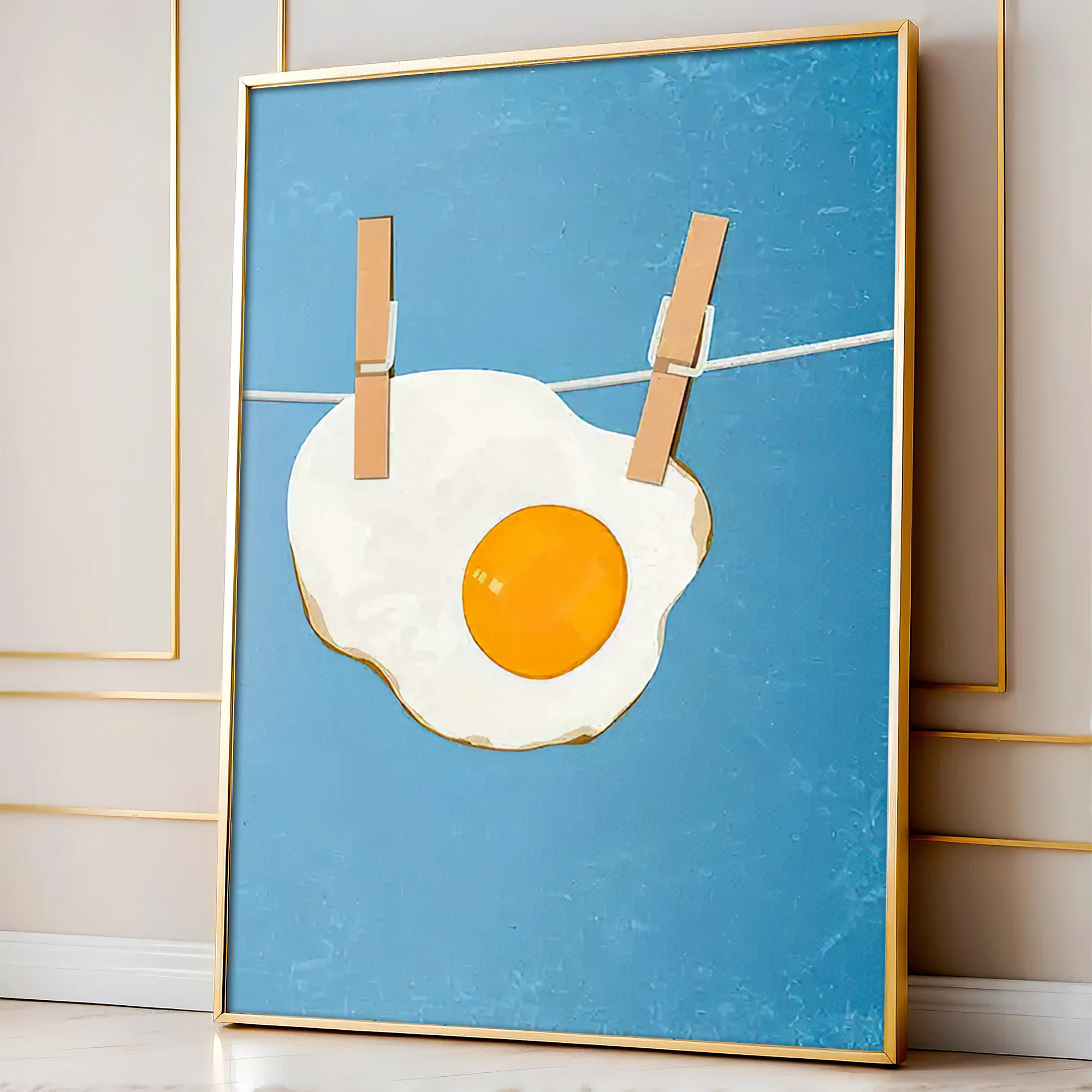 1 Frameless Canvas Art Print - Fried Egg Poster on Hanger, Whimsical ...