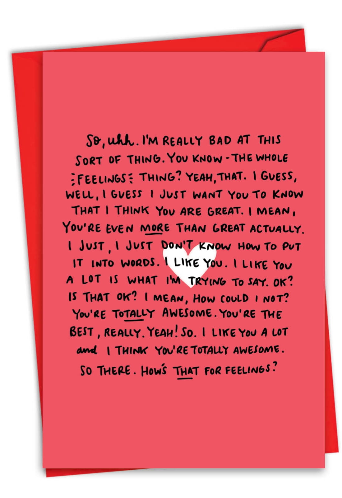1 Funny Valentine's Day Card with Envelope - Awkward Feelings C6784VDG ...