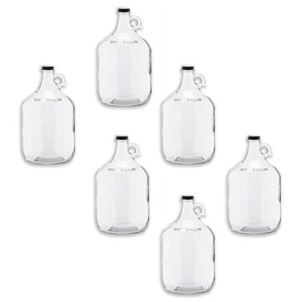1 Gallon (128 oz) Clear Glass Jug With 38mm Black Polyseal Lid & Cap ...