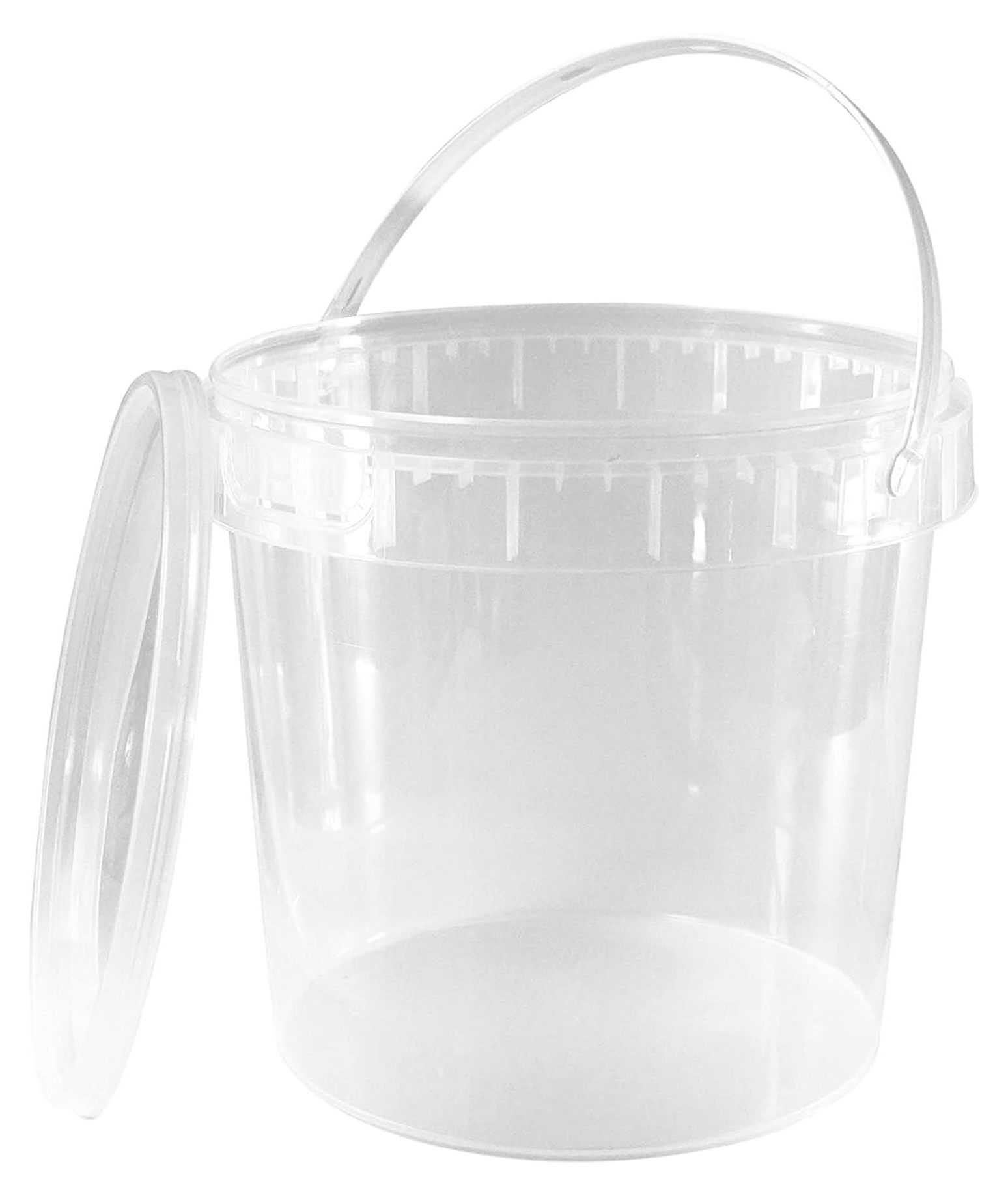 1 Gallon (128 oz) Clear Plastic Bucket with Lid and Handle (1 Pack ...