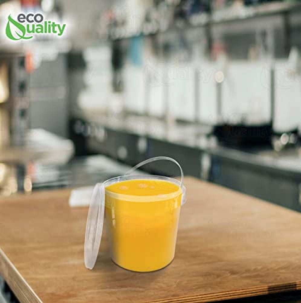 1 Gallon (128 oz) Clear Plastic Bucket with Lid and Handle (20 Pack ...