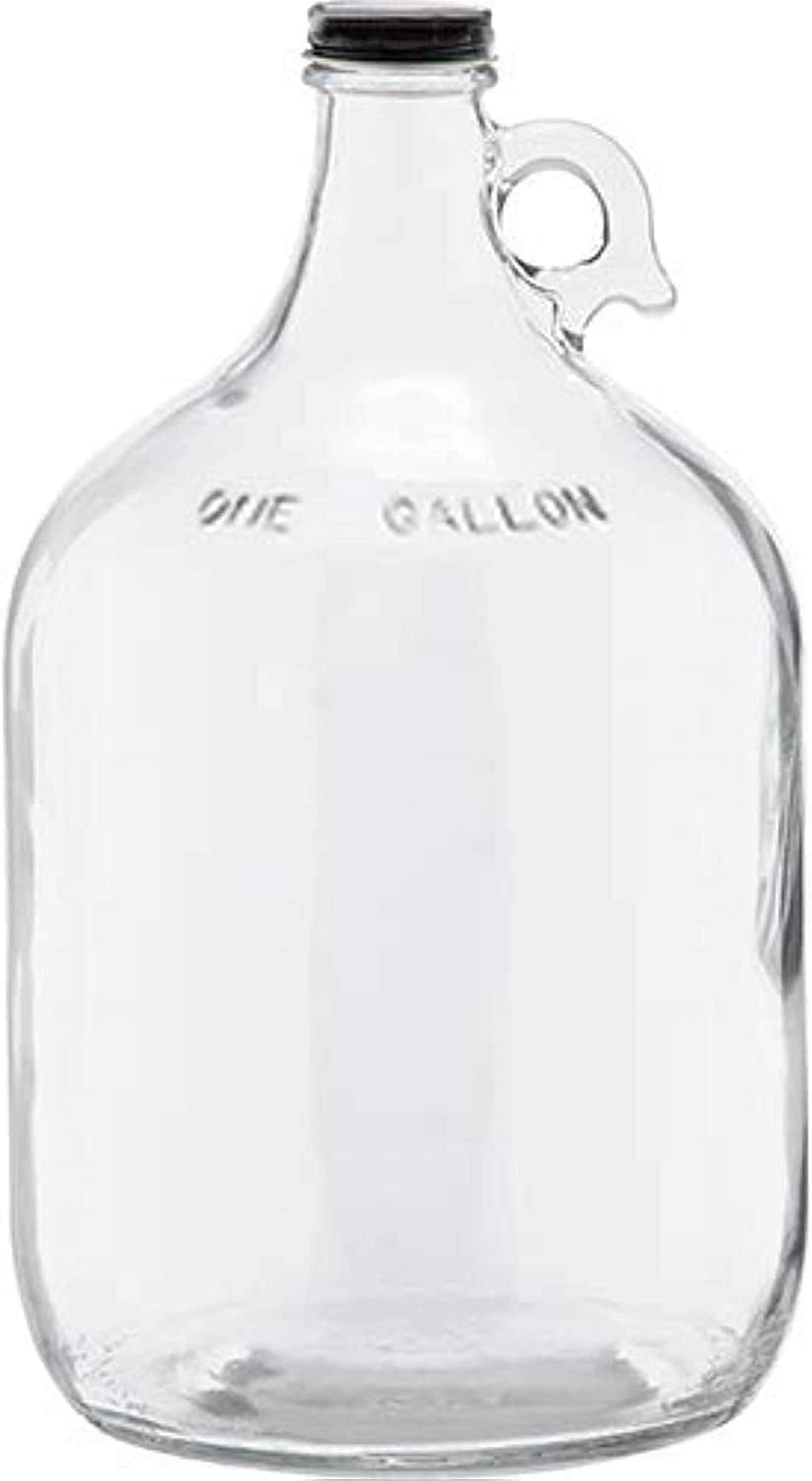 1 Gallon (128oz) Glass Fermenting Jug with Handle, Black Polyseal Lid ...