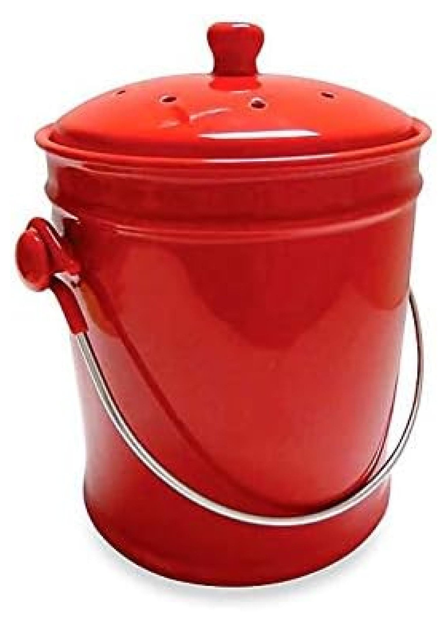 1-Gallon Ceramic Compost Bin for Kitchen Countertop, Red - -Friendly ...