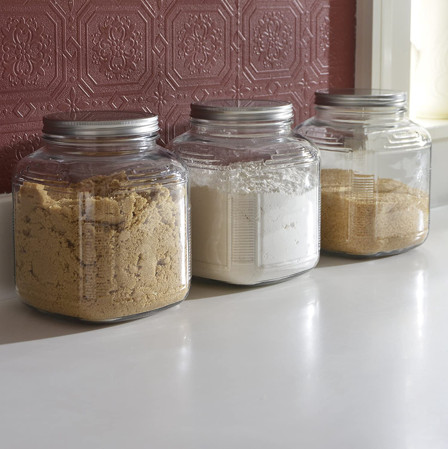 1-Gallon Cracker Jar with Lid, Brushed Aluminum, Set of 4 - Walmart.com