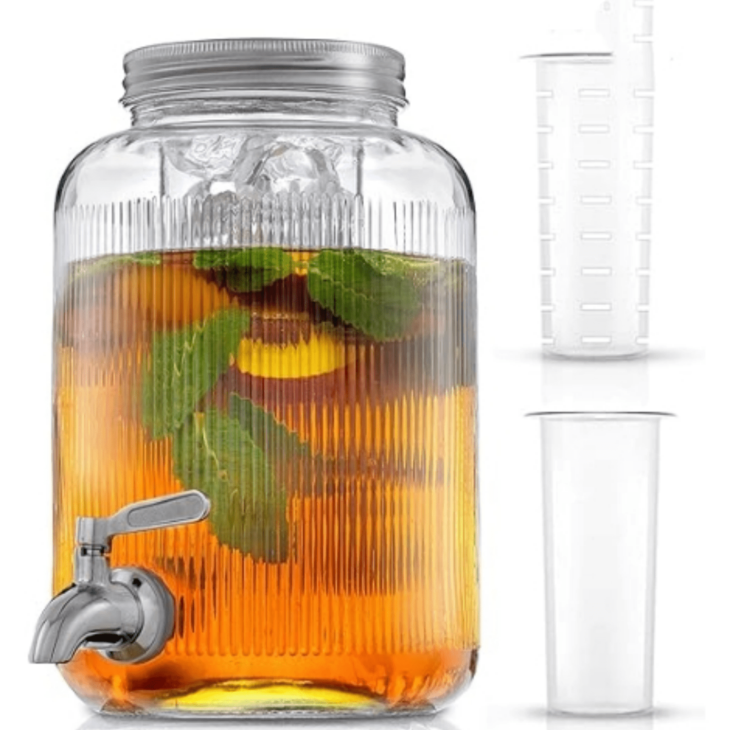 "1-Gallon Drink Dispenser. Glass Beverage Dispenser with Stainless ...