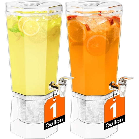 1 Gallon Drink Dispenser for Parties 2 Pcs, 4L Plastic Beverage ...