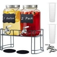 1 Gallon Drink Dispenser with Stand,2 Pack Beverage Dispenser with ...