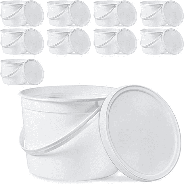 1 Gallon Food Grade Freezer Safe Round Plastic Bucket with Lids, Made ...