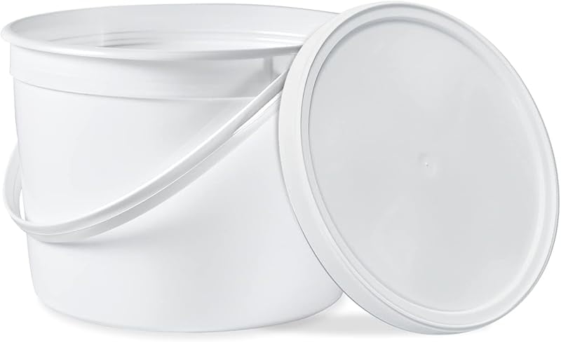 1 Gallon Food Grade Freezer Safe Round Plastic Bucket with Lids, Made ...