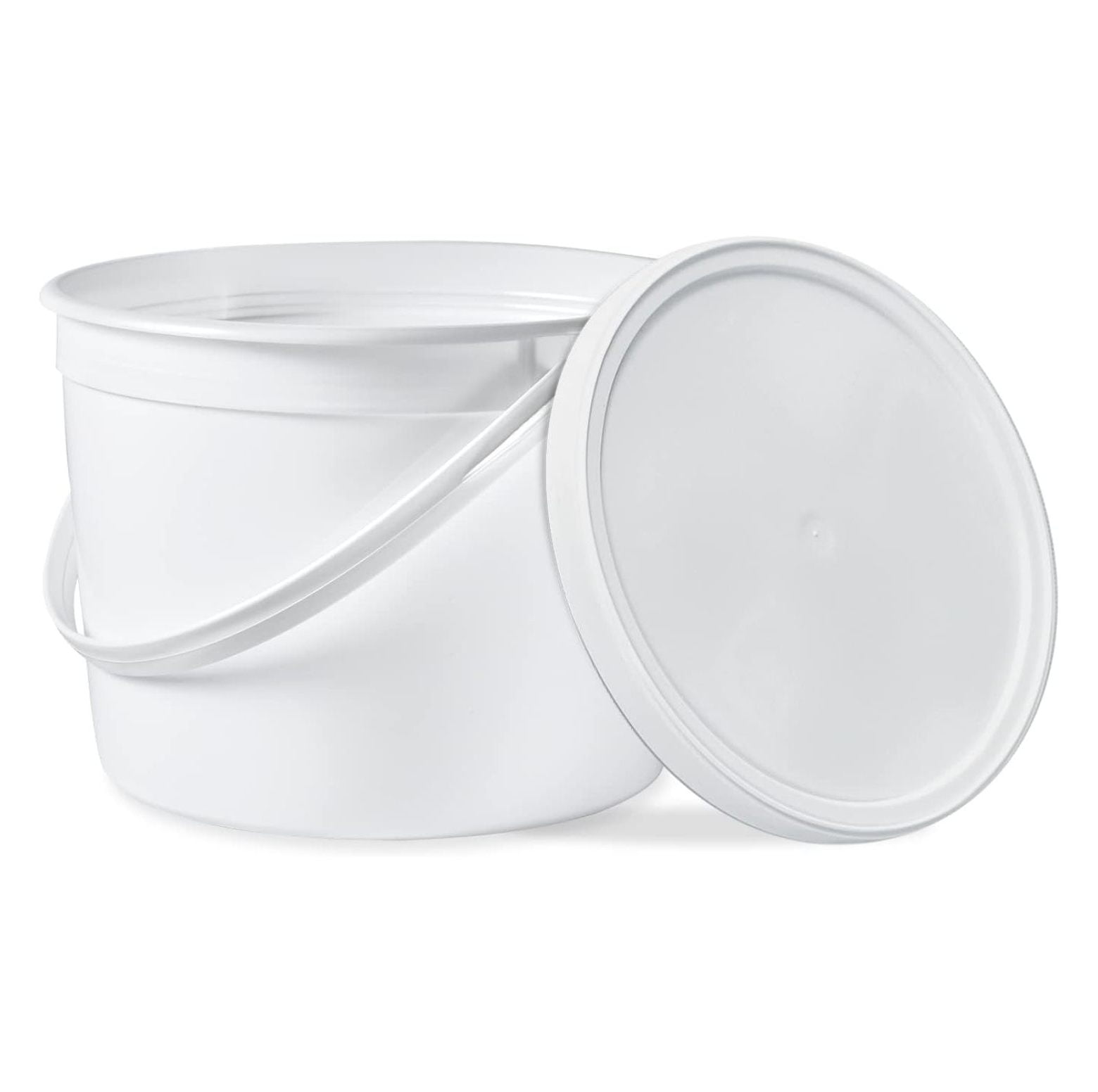 1 Gallon Food Safe Freezer Safe Round Plastic Bucket with Lids - White ...