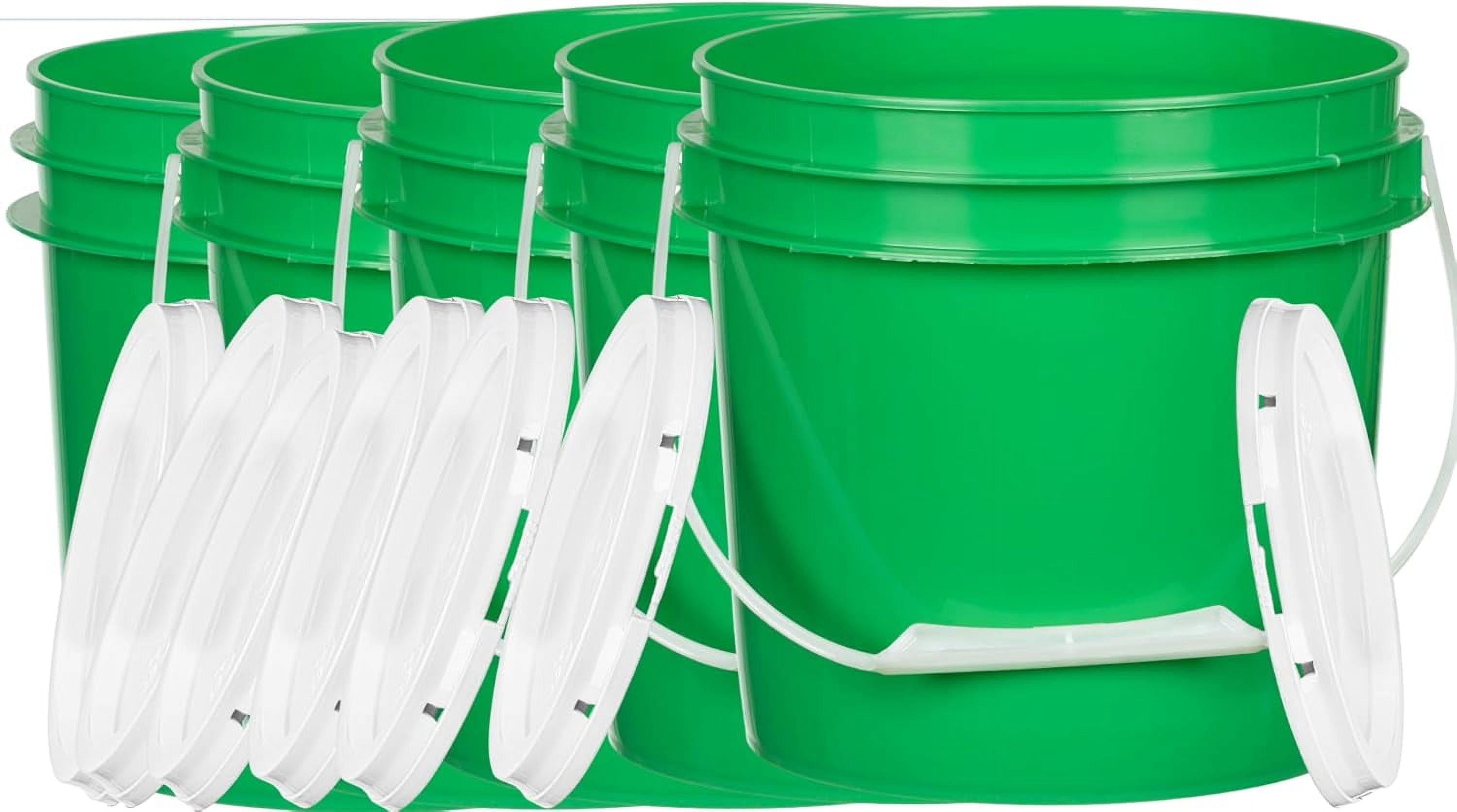 1 Gallon Foodd Grade Plastic Bucket with Gasket lid - Pack of 7 Made in ...