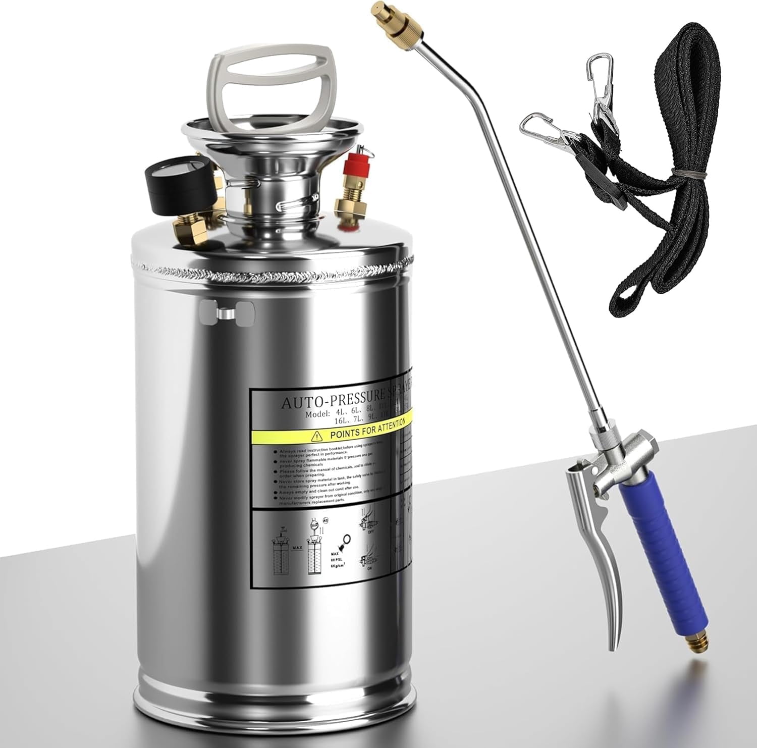 1 Gallon Garden Sprayer, 304 Stainless Steel Chemical Sprayer, Hand ...