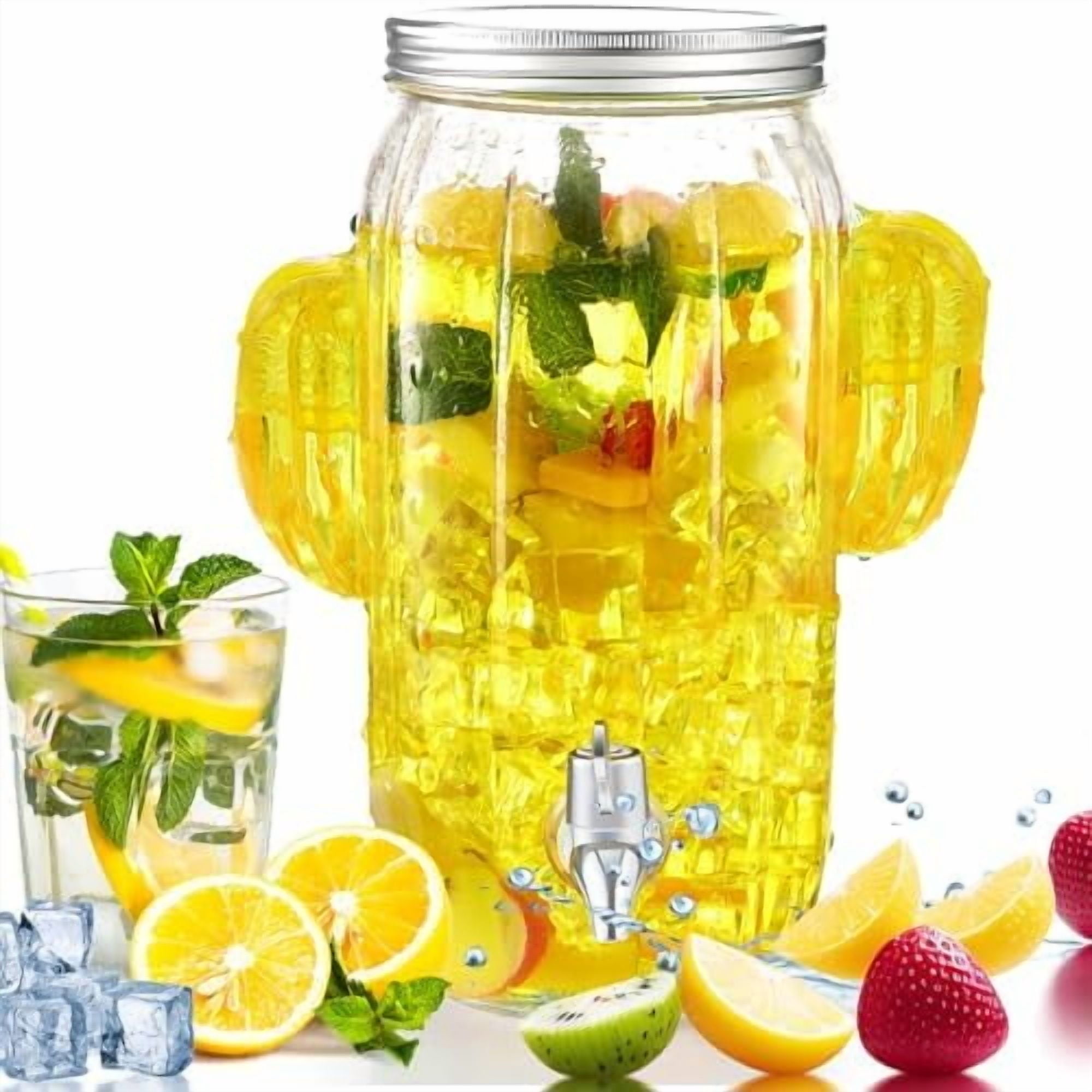 1 Gallon Glass Cactus Drink Dispenser Party Supplies Clear Cactus ...