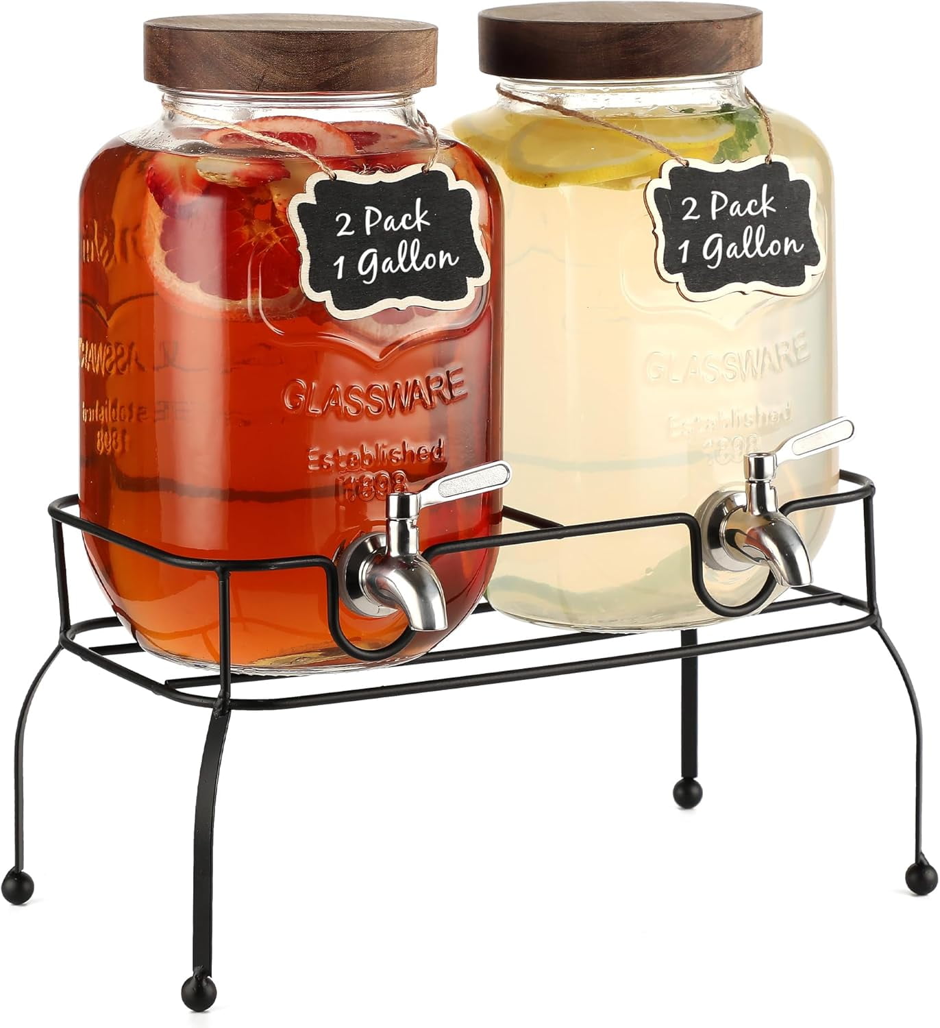 1 Gallon Glass Drink Dispenser with Stand, Juice Dispenser, Drink ...