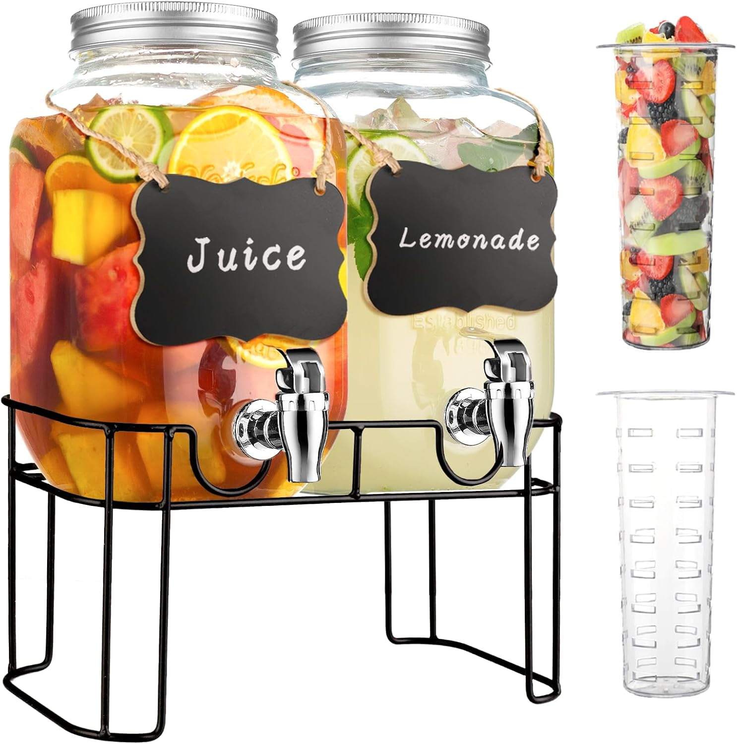 1 Gallon Glass Drink Dispensers For Parties，Lemonade Beverage Dispenser ...