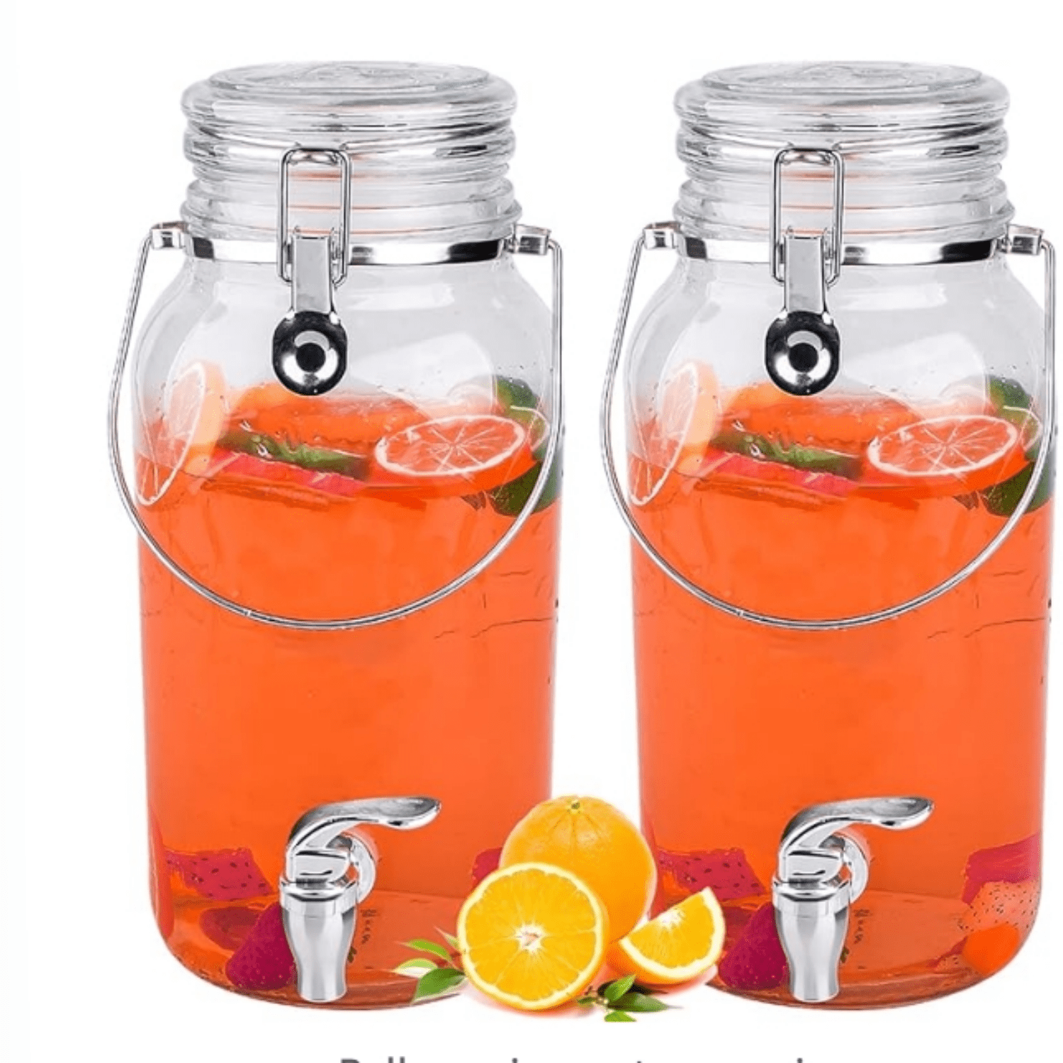 1 Gallon Glass Drink Dispensers for Parties,2 Pack Beverage Dispenser ...
