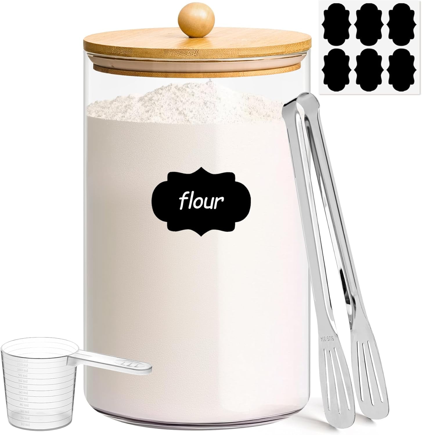 1 Gallon Glass Jar, 128 oz Flour Container, Large Glass Canister with ...