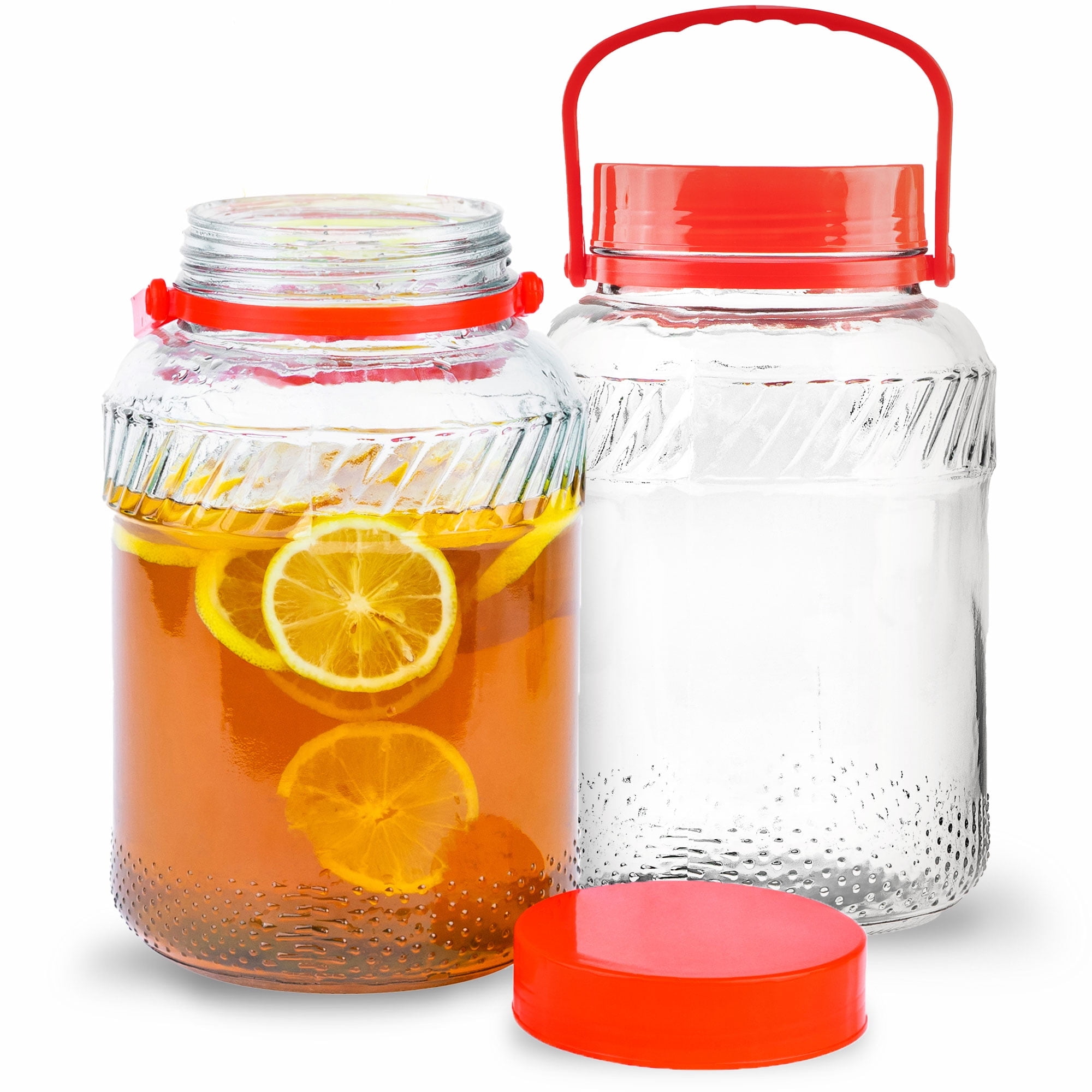 Stock Your Home 1 Gallon Glass Jar with Lid, Wide Mouth, Spout, Handle ...