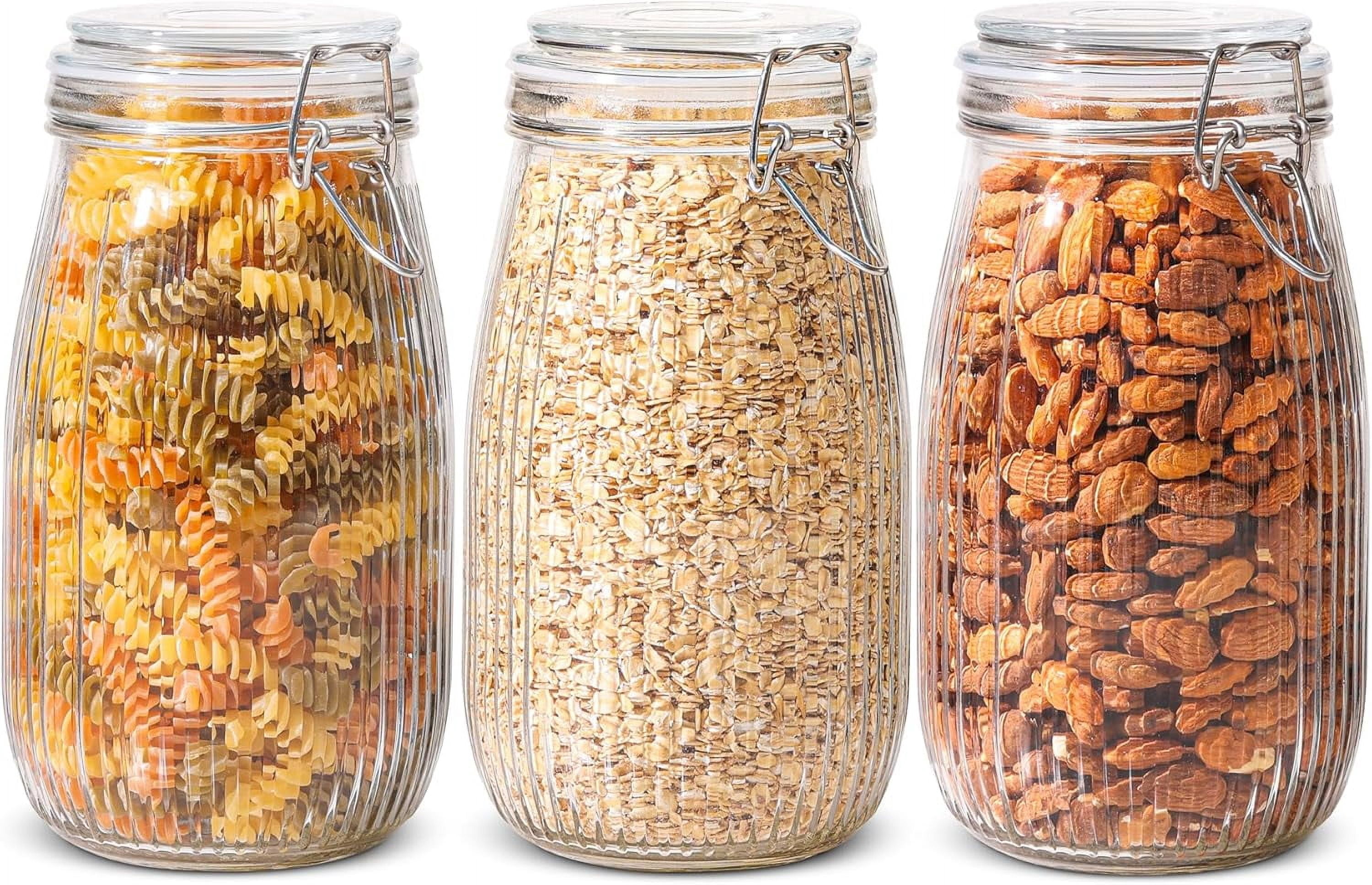 1 Gallon Glass Jar with Lid, Flour Sugar Storage Containers 128oz ...