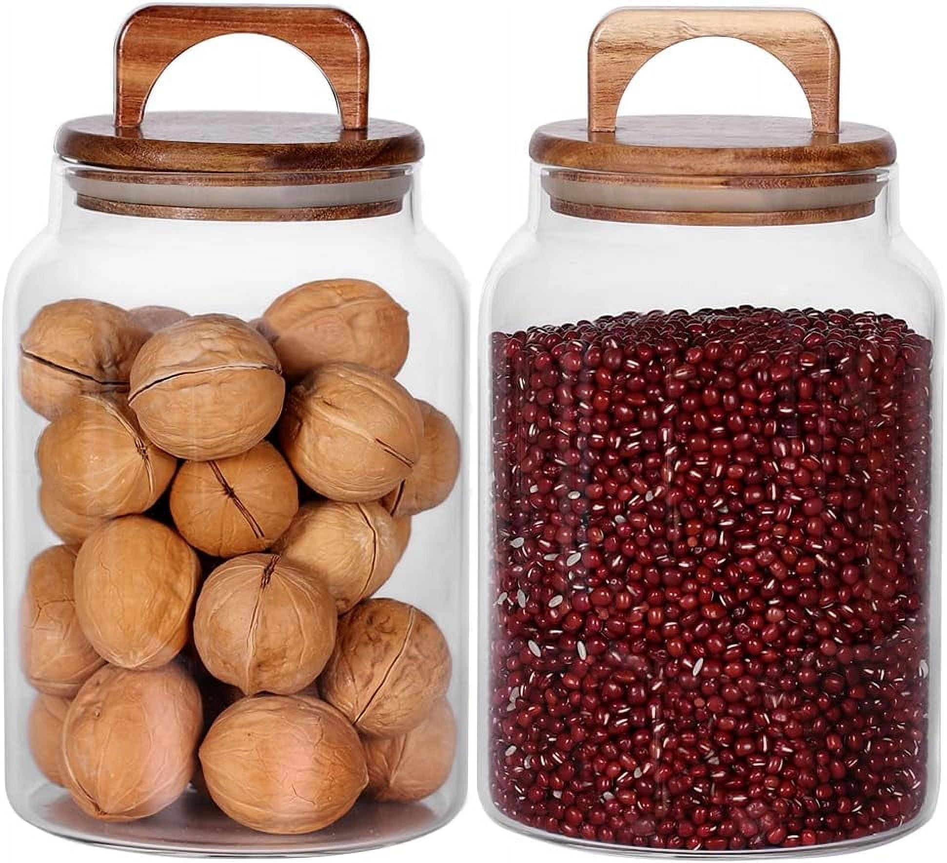 1 Gallon Glass Jar with Wooden Acacia Airtight Lid,Large Glass Storage ...