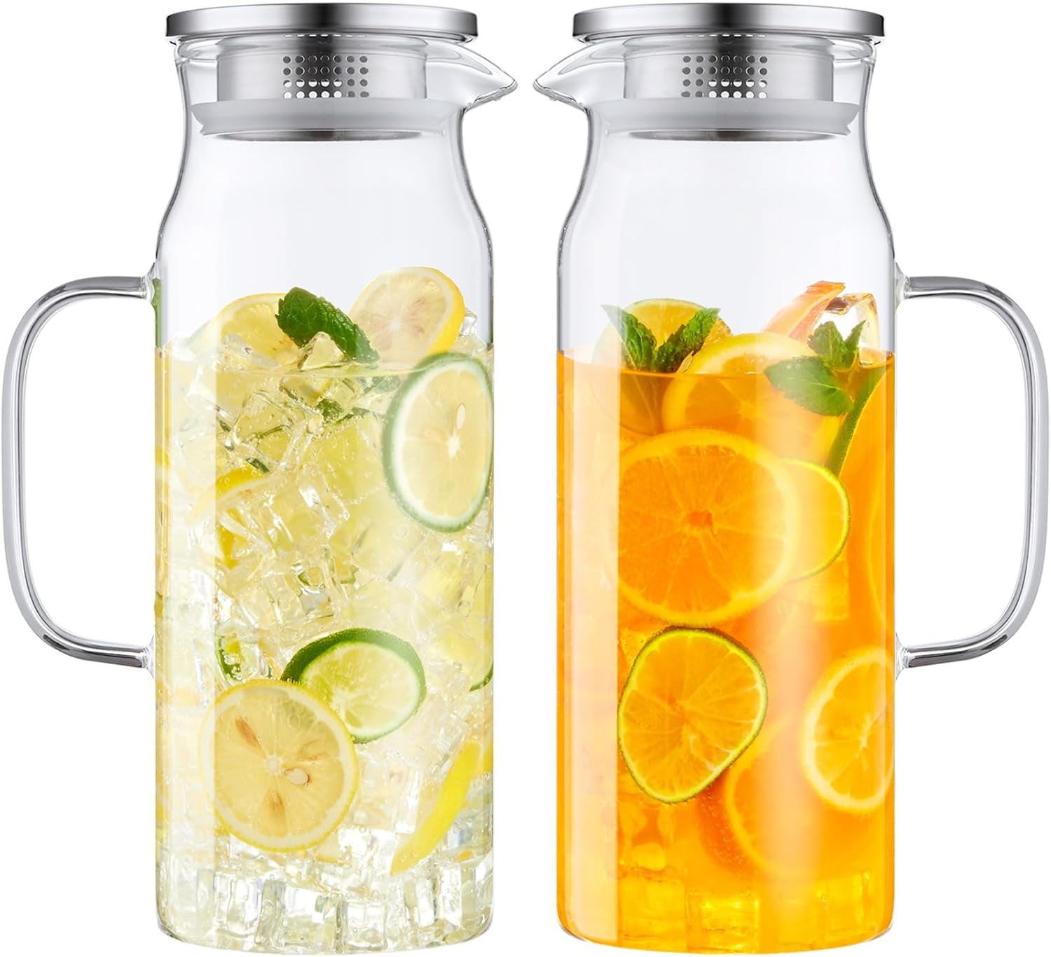 1 Gallon Glass Pitcher with Lid and Spout, Glass Water Pitcher for ...