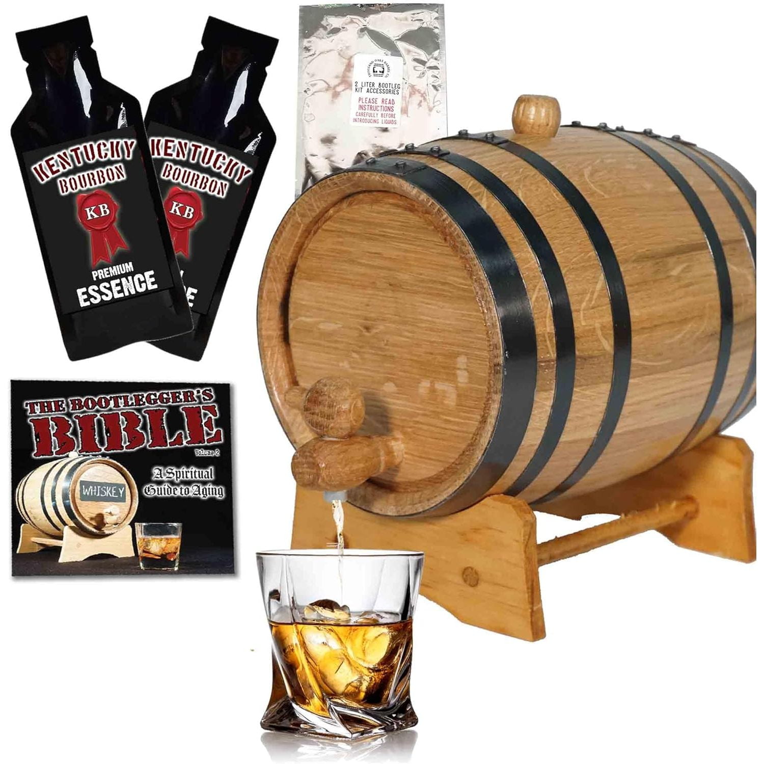 1 Gallon Kentucky Bourbon Whiskey Making Kit (5 Liter) Mini Barrels for ...