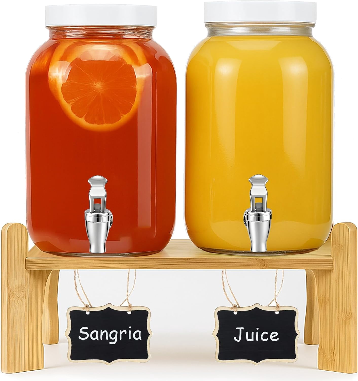 1 Gallon Large Glass Drink Dispensers with Stand for Parties, Glass ...