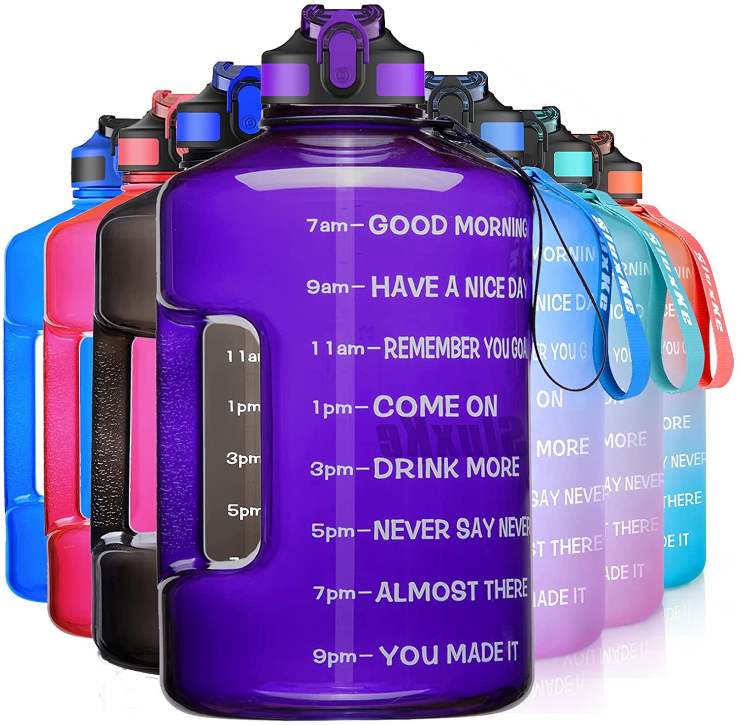 1 Gallon Motivational Sports Water with Time Marker, BPA Free 128oz ...
