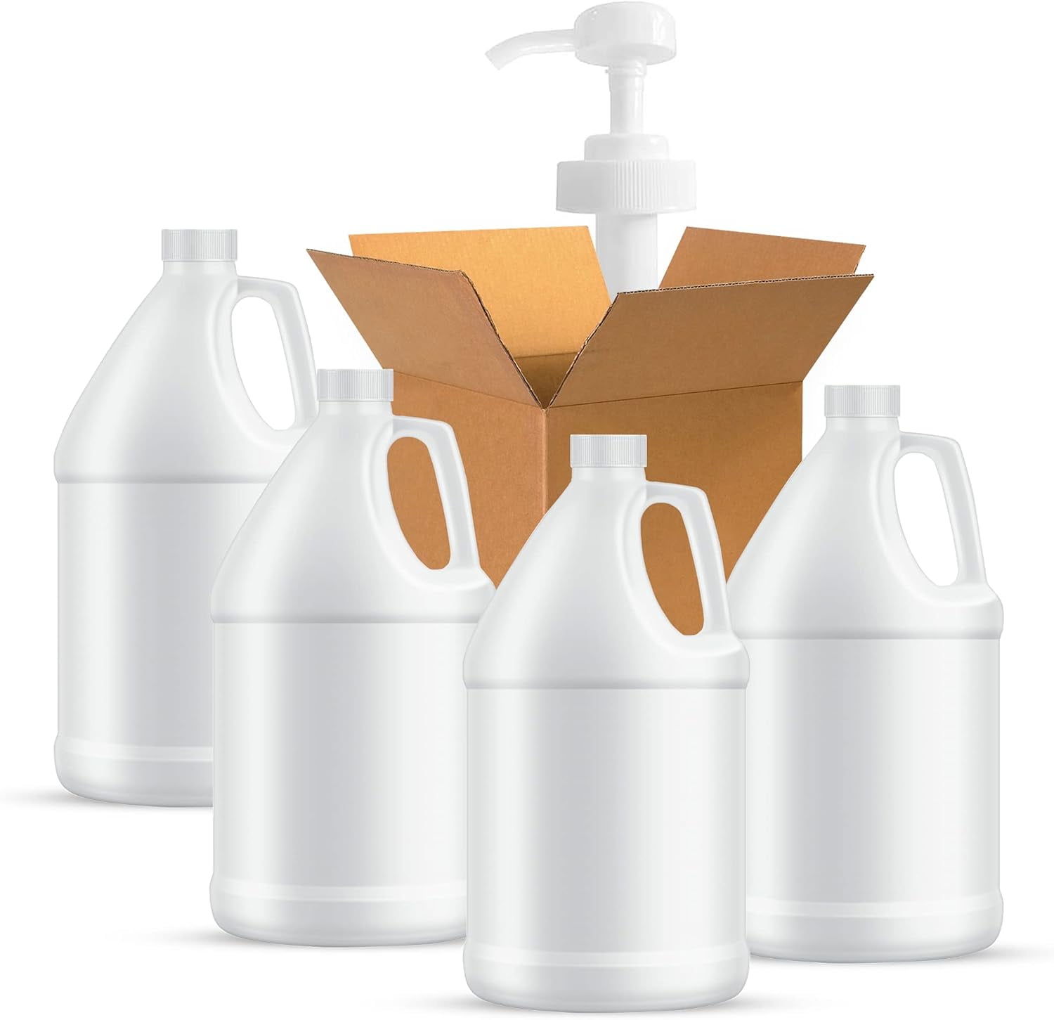 1-Gallon Plastic Jug (4-Pack) Reusable w/Shipping Box, Food-Safe, BPA ...